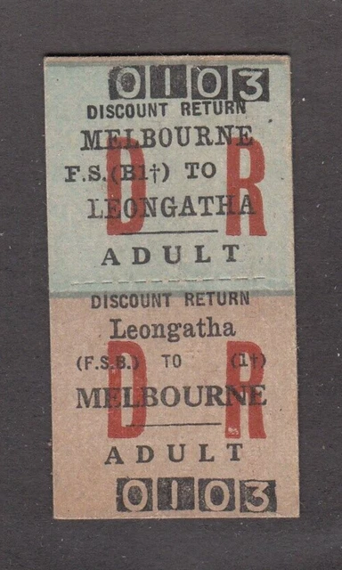 VICTORIAN TRAIN TICKET.VICTORIAN Railways.Melbourne to Leongatha.1979 ...