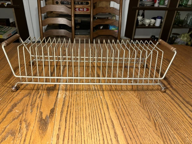 VINTAGE METAL WIRE Record Holder Storage Rack Stand 45 LP Vinyl Album ...