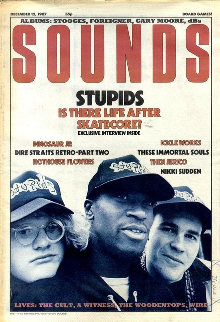 12/12/87PT01 SOUNDS NEWSPAPER Cover Page 15X11 The Three Stupids.. £2. ...