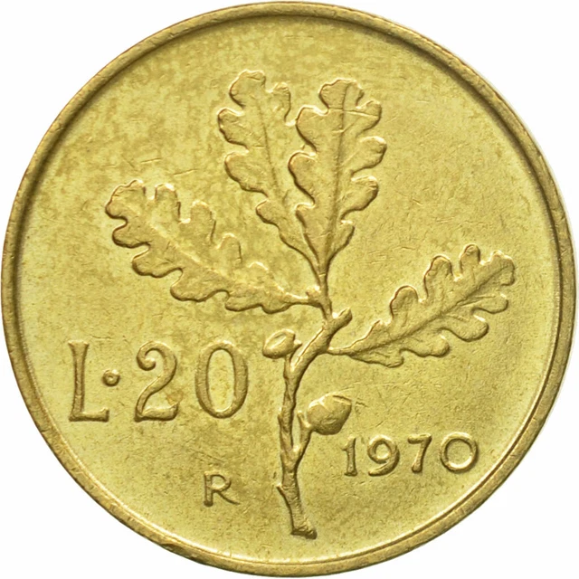 [#527290] COIN, ITALY, 20 Lire, 1970, Rome, SPL-, Aluminum-Bronze, KM ...