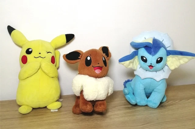 3 X NINTENDO Pokemon PIKACHU EEVEE VAPOREON Soft Plush Toys Bundle £13.97 - PicClick UK