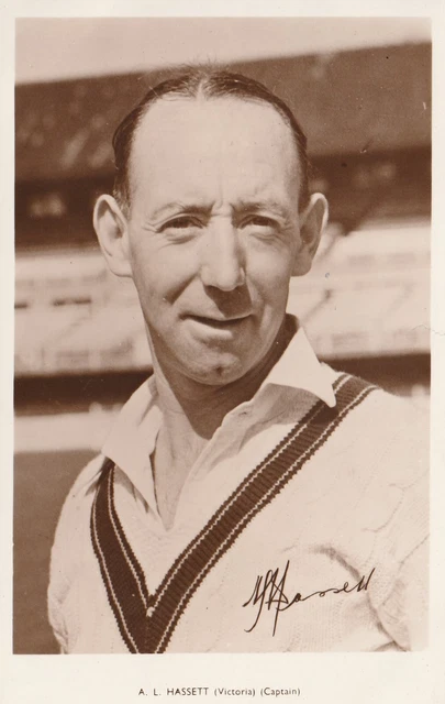 A.L. HASSETT (VICTORIA) 1953 Australian Team in England RP postcard ...