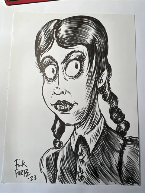 SEXY WEDNESDAY ADDAMS Addams Family Horror Original Art Drawing By ...