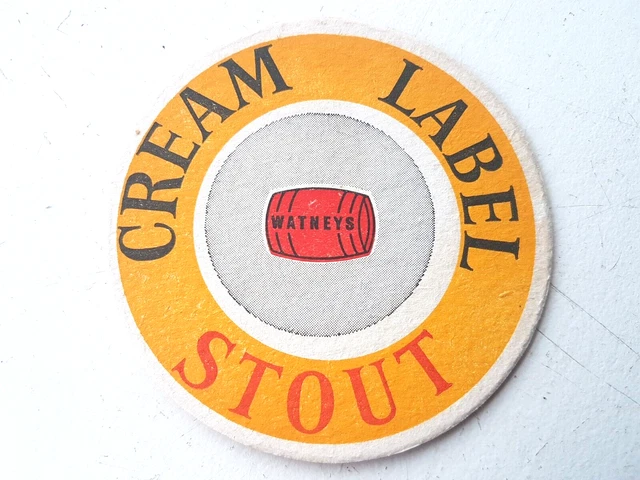 VINTAGE WATNEYS - Cream Label Stout ... Cat No'69 Beer mat / Coaster £1 ...