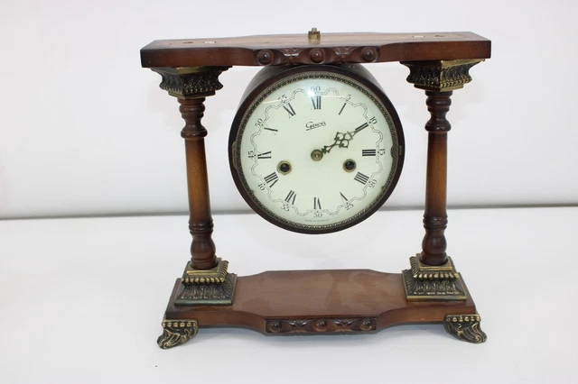A VINTAGE GERMAN Gewes Pillar Mantel Clock For Parts Only. No Key or ...
