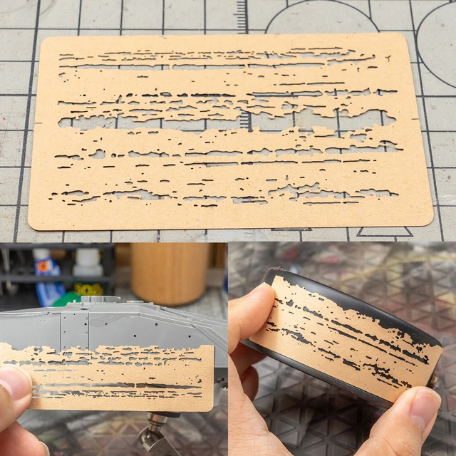 KRAFT PAPER CHIPPING Effects Airbrush Stencil for 1/24 1/35 1/48 Scale ...