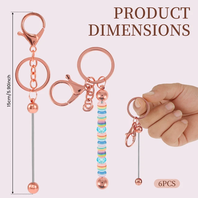 6PCS BEADABLE KEYCHAIN Bars for Metal Beaded Heavy-Duty DIY Crafts ...