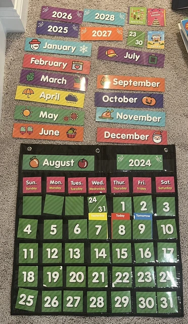 CLASSROOM CALENDAR POCKET Chart for Kids 2025 2026 2027 2028 £6.76 ...