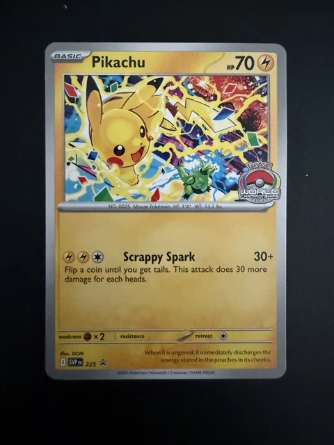 POKÉMON TCG WORLDS 2025 Pikachu SVP EN 225 - Black Star Promo | Near Mint £19.99 - PicClick UK