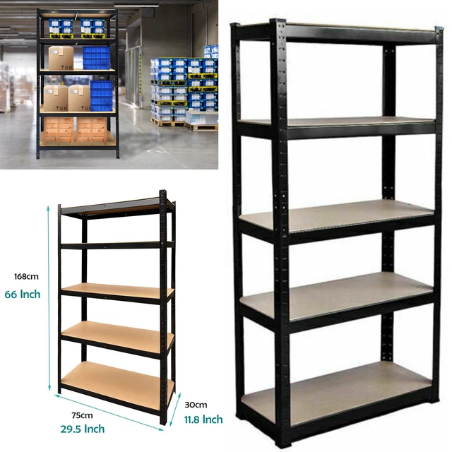 5-TIER ADJUSTABLE STORAGE Shelving Unit Heavy Duty Organizing Shelf ...