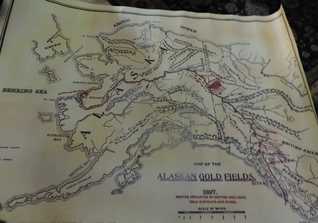 MAP OF THE Alaskan Gold Fields Of 1897-Souvenir Of Alska £9.42 ...
