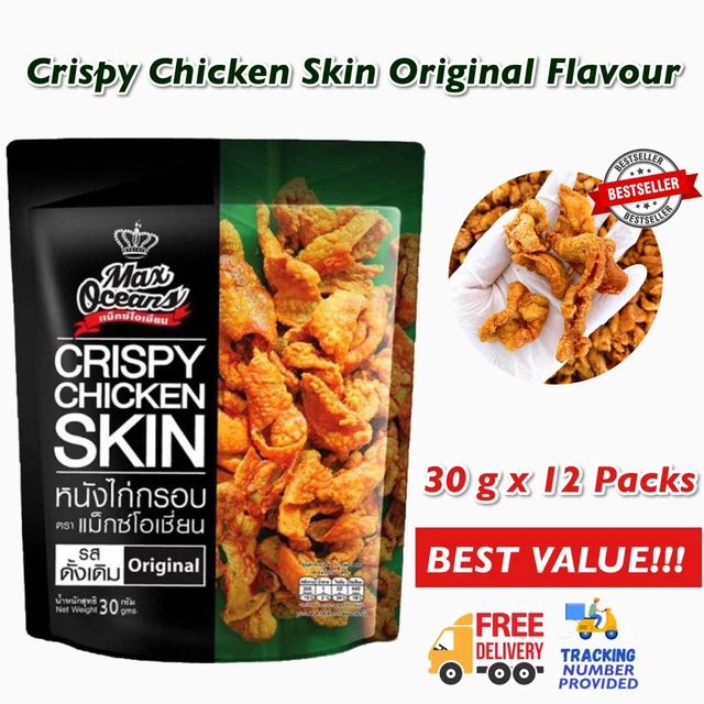 MAX OCEANS CRACKLING Crispy Fried Chicken Chips Skin Snack Pack Various ...