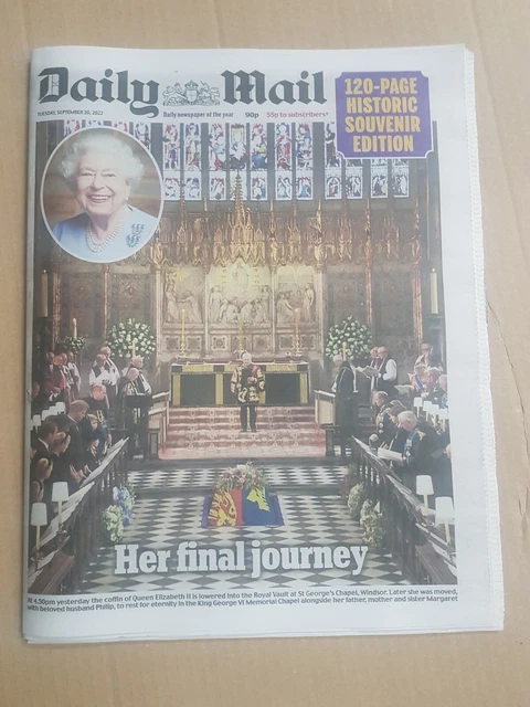 QUEENS FUNERAL DAILY Mail Historic Souvenir Edition Newspaper. £5.00 ...