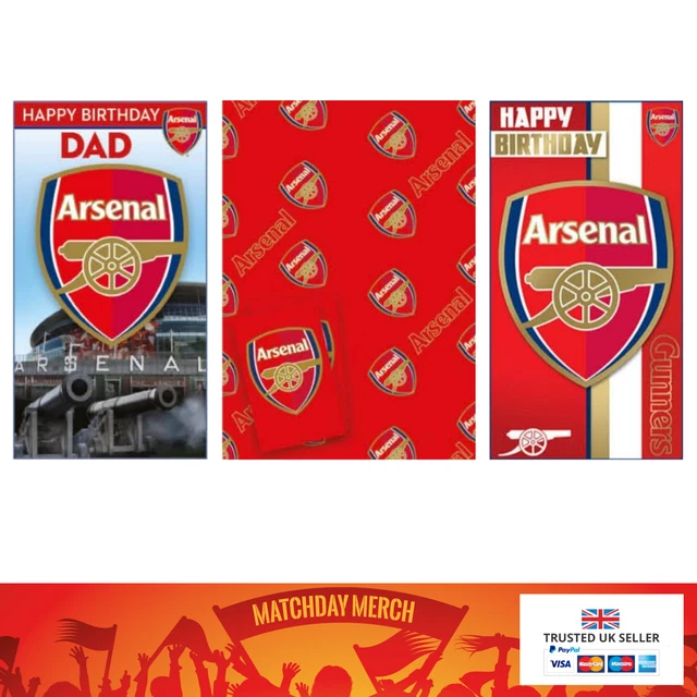 ARSENAL FC OFFICIAL Birthday Card Crest No 1 Fan Certificate Gift Wrap ...