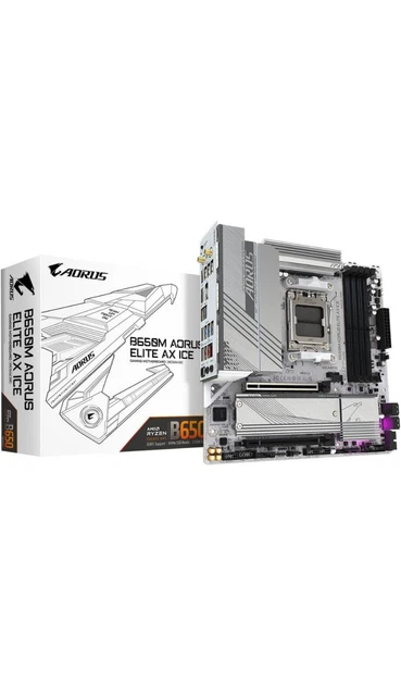 GIGABYTE B650M AORUS ELITE AX ICE AM5 DDR5 Micro ATX Wi-Fi Motherboard ...