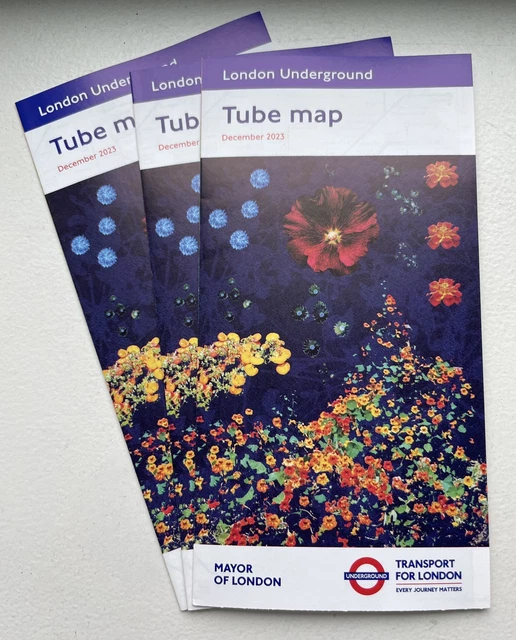 LONDON UNDERGROUND TUBE Map - NEW December 2023 - 3 Pack - TFL Current ...