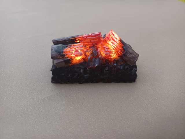 1/6 SCALE BURNING fire logs,fireplace insert ,flickering LED 3V battery ...