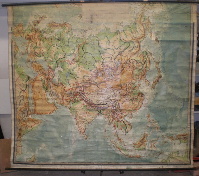 SCHOOL WALL MAP Asia Before 1938 Asia Befor, Siam British India ...
