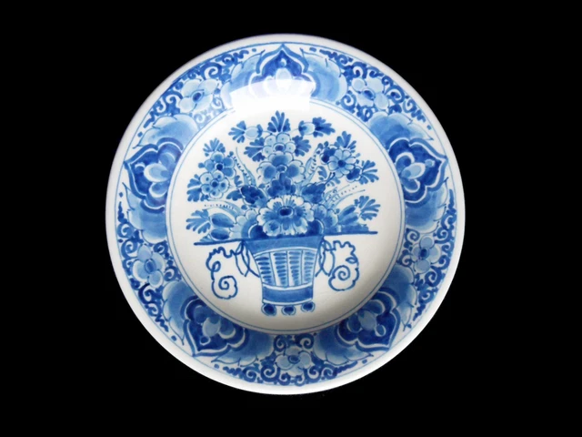 DELFTER DE PORCELEYNE Fles Wandteller Teller, Blumenkorb, Blumen,Delft ...