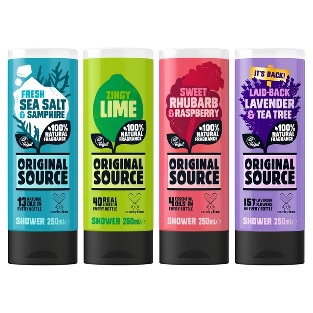 ORIGINAL SOURCE BODY Shower Gel 4 Pcs Bundle Set Natural Fragrance ...