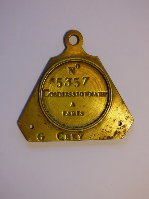 PLAQUE DE MÉTIER -COMMISSIONNAIRE A PARIS- début XIXe siècle, N°5357, G ...