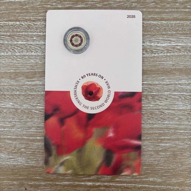 2025 $2 REMEMBRANCE 80th Ann of WWII poppy wreath C Mint coin on card ...