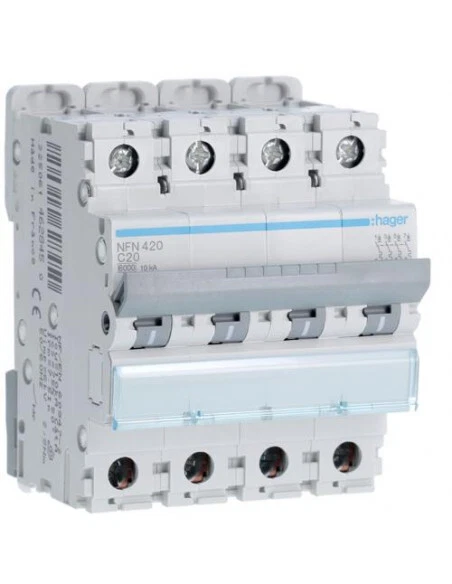 DISJONCTEUR 4P 6-10KA courbe C - 20A 4 modules HAGER NFN420 EUR 92,47 - PicClick FR