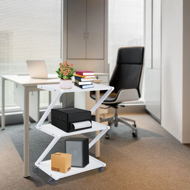 3-TIER MOBILE PRINTER Stand Rolling Office Laptop Rack Cart Storage ...