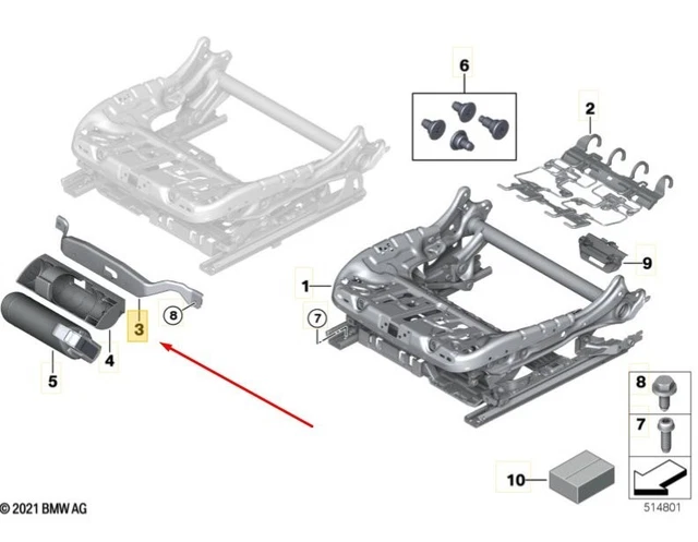 BMW IX I20 Front Seat Fire Extinguisher Mounting 52109496757 NEW ...