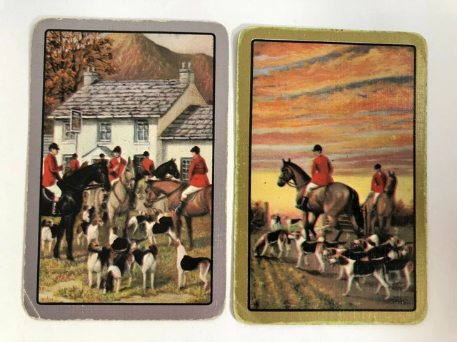 VINTAGE SWAP PLAYING Cards: Huntsmen Horse Hound Dogs Fox Hunt Artist ...