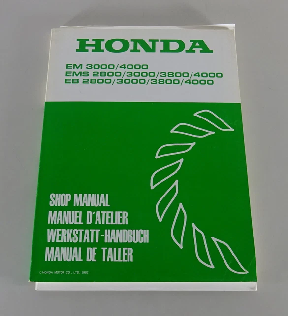 MANUALE OFFICINA HONDA Generatore Em 3000/4000 + Ems / Eb 2800 - 4000 ...