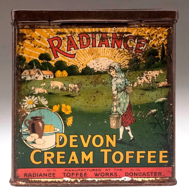 ANTIQUE RADIANCE DEVON Cream Toffee Tin. 1920s. Made in Doncaster ...