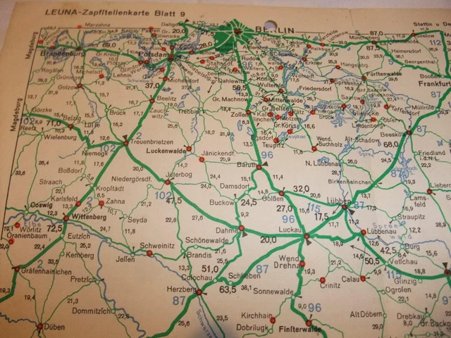 ALTE LANDKARTE KARTE Lageplan Leuna - Zapfstellenkarte mit Verzeichnis ...
