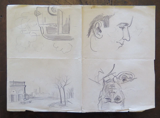 DESSIN VINTAGE CRAYON Sur papier Croquis Studio Préparatoire D'Origine ...