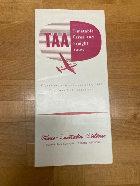 RARE TAA (TRANS Australian Airlines) 1948 - 1950's Ephemera $165.00 ...