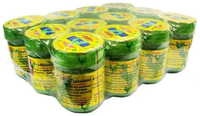 12 PACKS HONG Thai balm Nasal Herbal Inhaler Aromatherapy Herb Thai ...