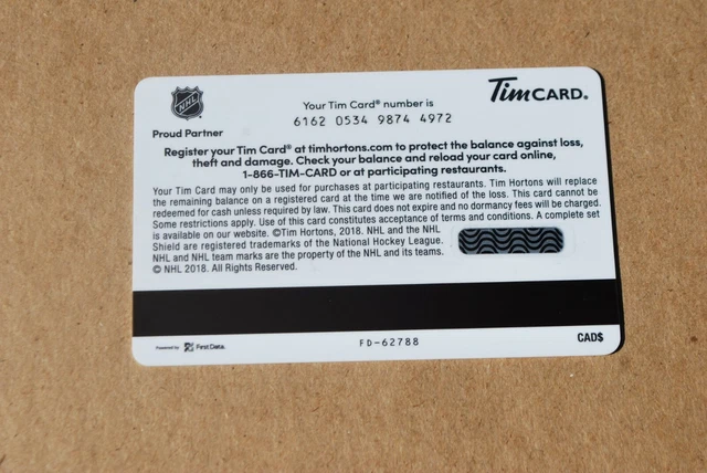 TIM HORTONS GIFT Card Nhl Team Card New 4 Available Free Shipping $2.49 ...