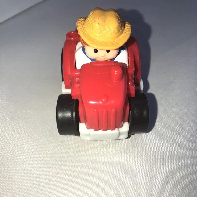 FISHER PRICE LITTLE People Farm RED TRACTOR Fixed Boy Driver FARMER ...