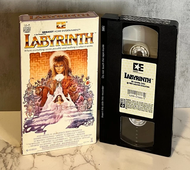 1986 VHS &LABYRINTH& David Bowie, Jennifer Connelly, Embassy (7666 ...