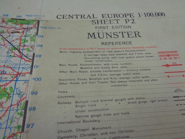 WW2 (1944) BRITISH MILITARY MAP of GERMANY - "MUNSTER" £29.99 - PicClick UK