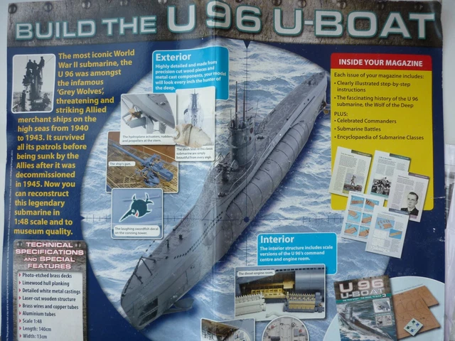 HACHETTE U96 U-BOAT Magazine + Parts Build Own Submarine 1:48 - pick ...