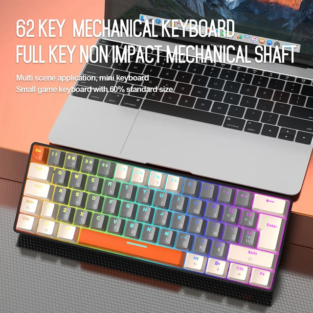 FR T60 MECHANICAL Keyboard USB Mini 62 Keys Wired Mechanical Keyboard ...