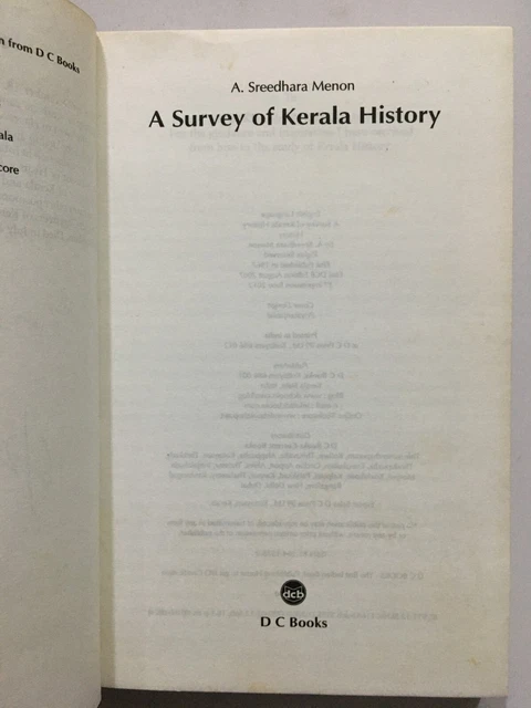 MENON, A. SREEDHARA Menon: A Survey Of Kerala History. 2012. Kottayam ...