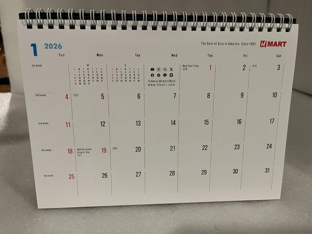 2026 H MART Desk Calendar Asian Calendar - Eat Colorfully Every Day £11 ...