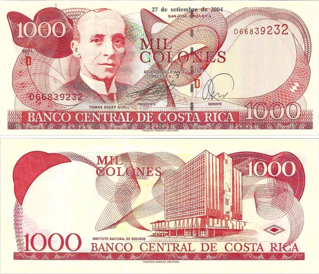 COSTA RICA 1000 Colones, 9-27-2004, Series D, Various Serial Numbers, P ...