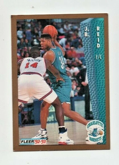 1992-93 FLEER TONY'S Pizza Basketball Card J.R. Reid Charlotte Hornets ...