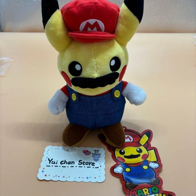 POKEMON CENTER ORIGINAL Mario Pikachu Plush Doll Limited with Tag Rare ...