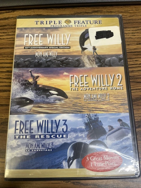 FREE WILLY 1, 2 and 3 Triple Feature (DVD, English/French) NEW!!! $7.99 ...