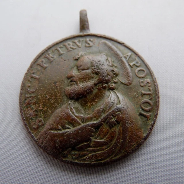 VERY RARE! ANTIQUE Saint Peter the Apostle medal St Pius V, St Andrew ...