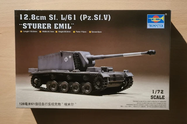 1:72 TRUMPETER 07210 12.8cm Sf. L/61 ( Pz.Sf.V ) Sturer Emil - DE ...